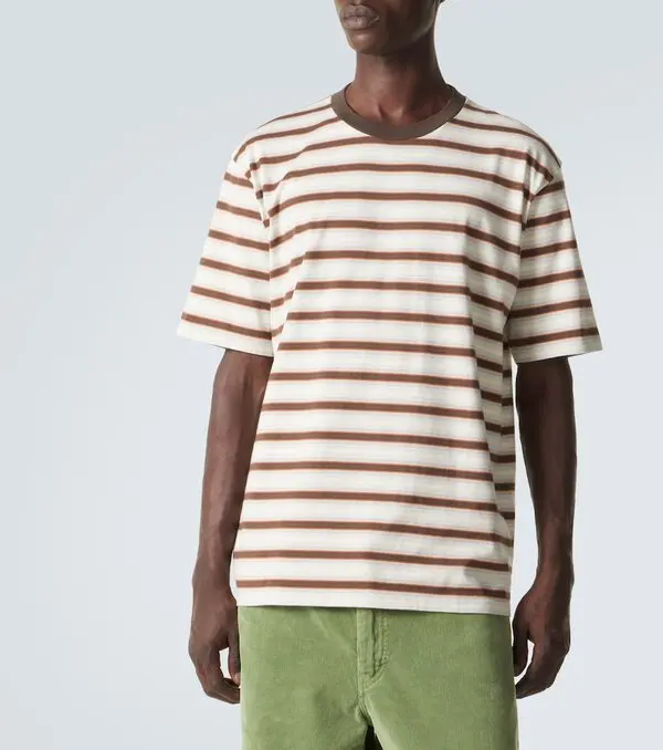 Auralee Striped Cotton Jersey T-shirt - Brown