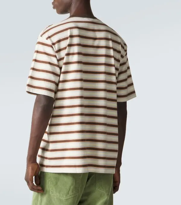 Auralee Striped Cotton Jersey T-shirt - Brown