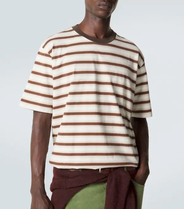 Auralee Striped Cotton Jersey T-shirt - Brown