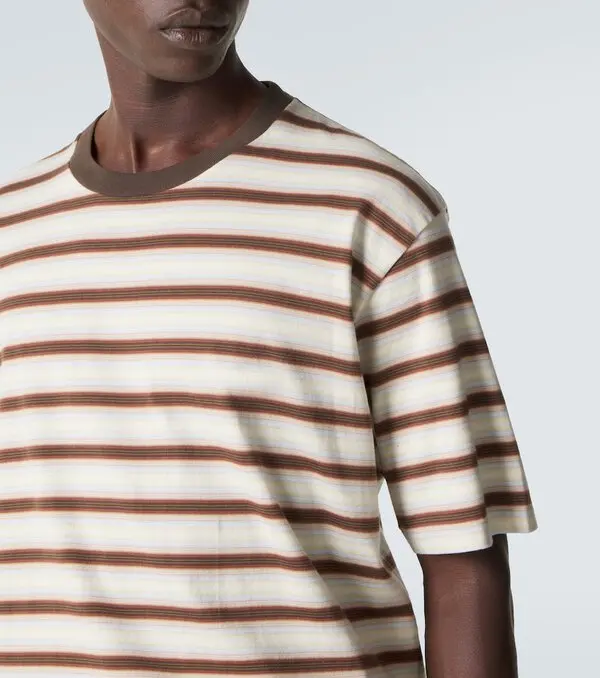 Auralee Striped Cotton Jersey T-shirt - Brown