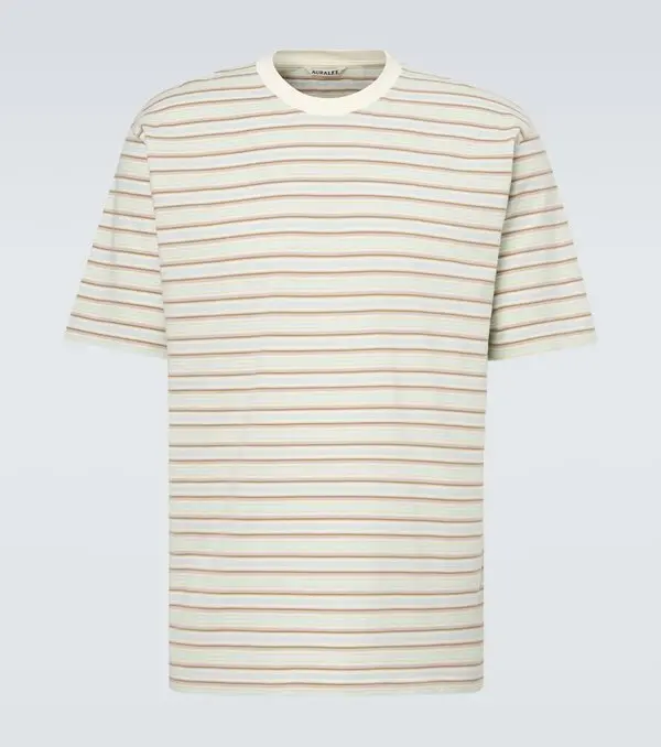 Auralee Striped Cotton Jersey T-shirt - Multicoloured