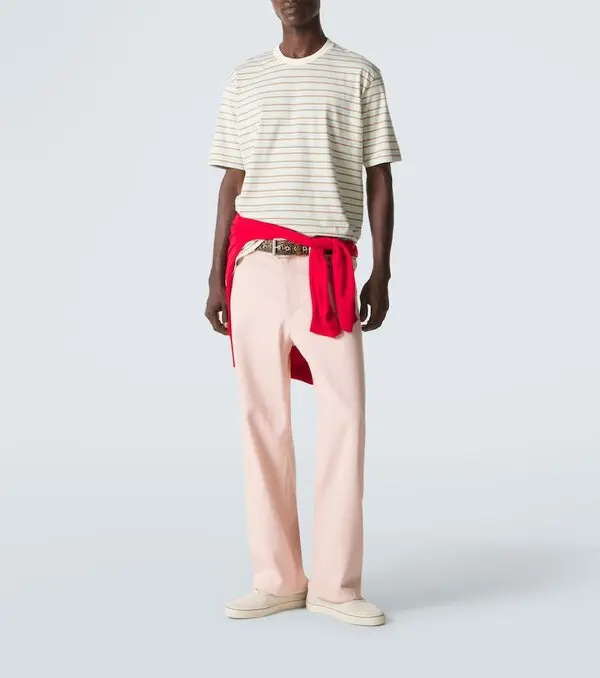Auralee Striped Cotton Jersey T-shirt - Multicoloured