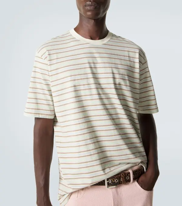 Auralee Striped Cotton Jersey T-shirt - Multicoloured