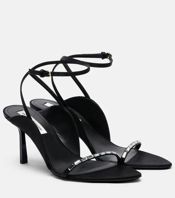 Victoria Beckham Crystal Embellished Pointed Toe Sandals - Black