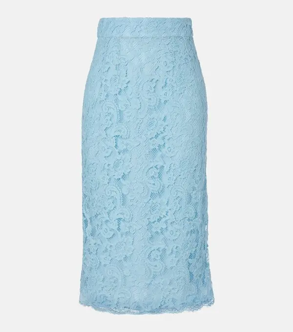 Dolce & Gabbana Lace Pencil Skirt - Blue