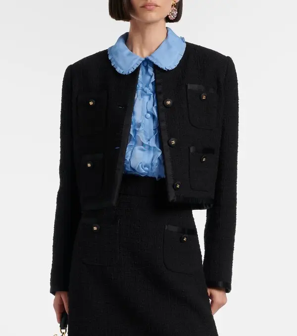 Dolce & Gabbana Ruffled Semi-sheer Silk Blouse - Blue