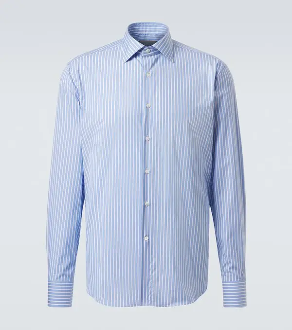 Canali Striped Cotton Poplin Shirt