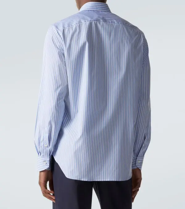 Canali Striped Cotton Poplin Shirt