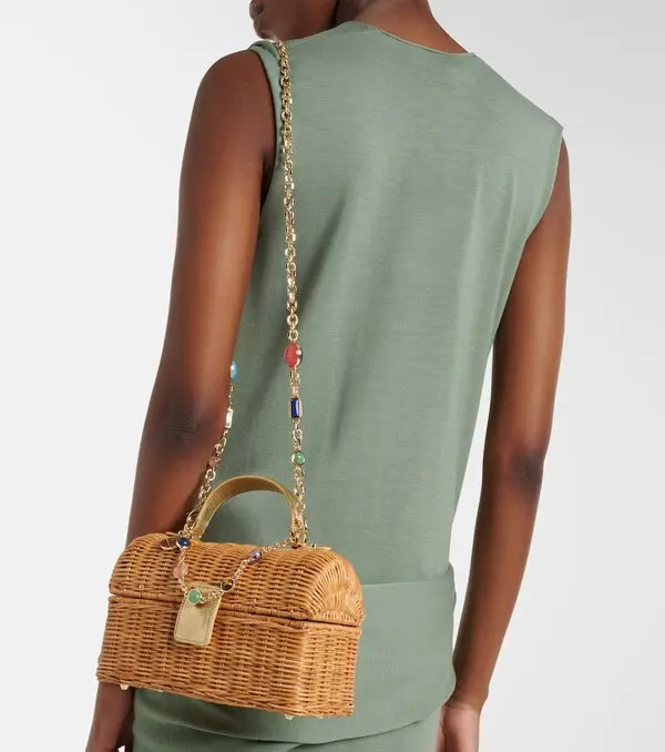 Judith Leiber Isla Embellished Wicker Top-handle Bag