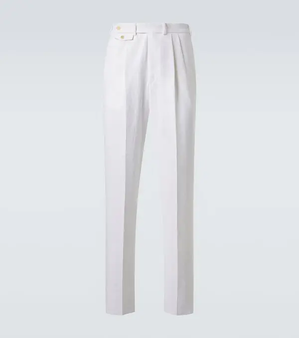Dunhill Linen Tapered Trousers - White