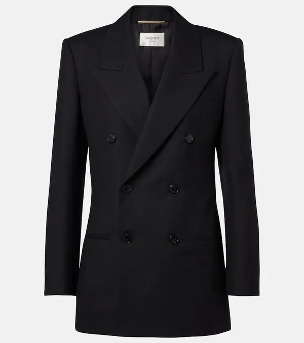 Saint Laurent Double-breasted Wool Blazer - Black