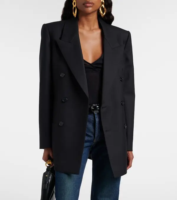 Saint Laurent Double-breasted Wool Blazer - Black