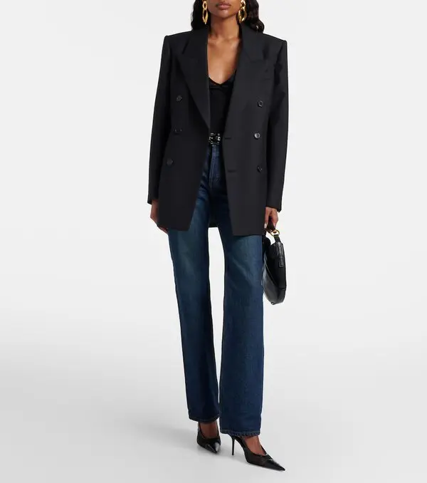 Saint Laurent Double-breasted Wool Blazer - Black
