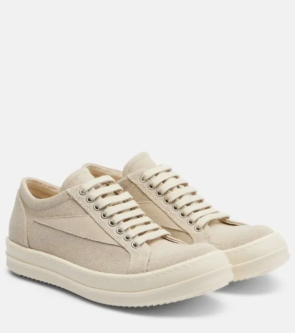 Rick Owens Vintage Suede-trimmed Canvas Sneakers - Beige