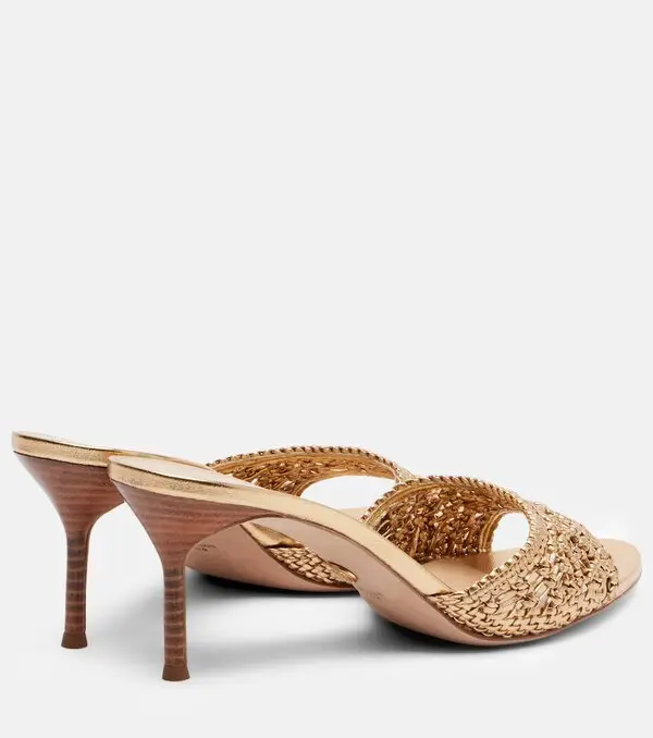 Veronica Beard Woven Metallic Leather Mules