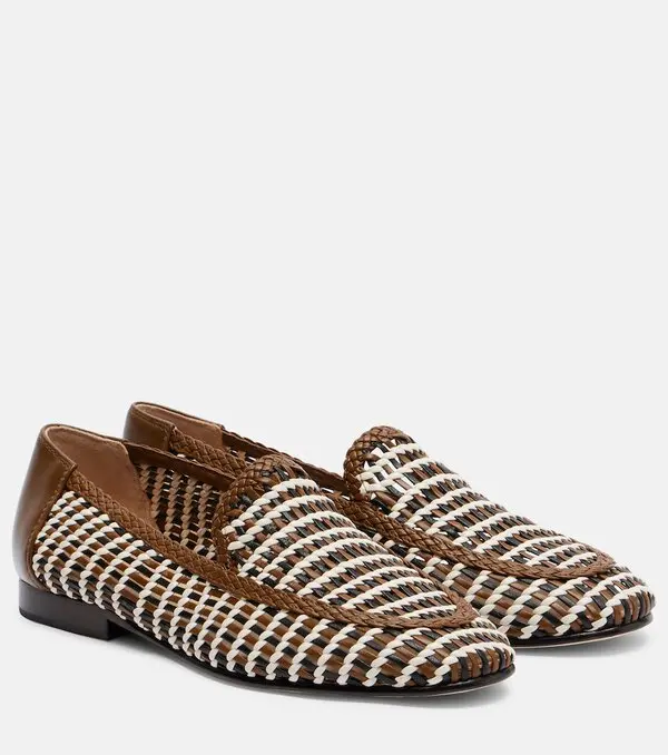 Veronica Beard Prilla Woven Leather Loafers - Brown