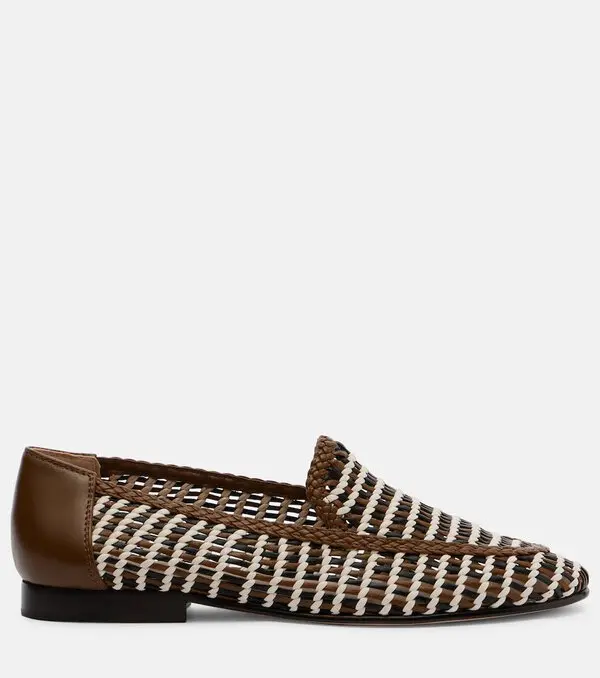 Veronica Beard Prilla Woven Leather Loafers - Brown