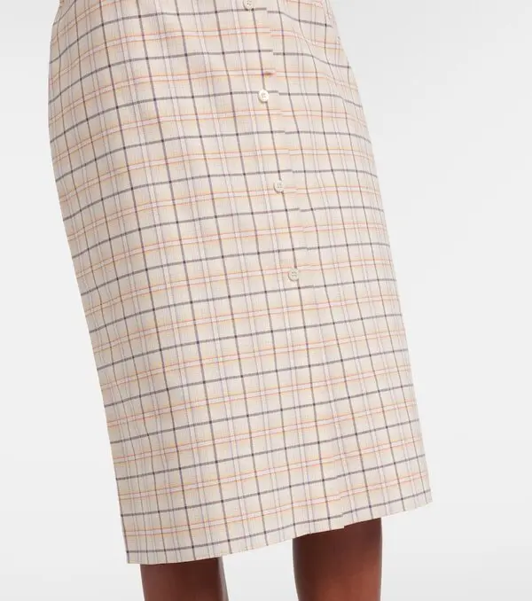 Prada Checked Cotton Poplin Pencil Skirt - Multicoloured