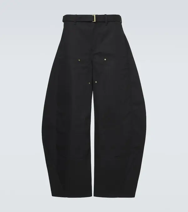 Sacai X Carhartt Wip Cotton Barrel-leg Pants - Black