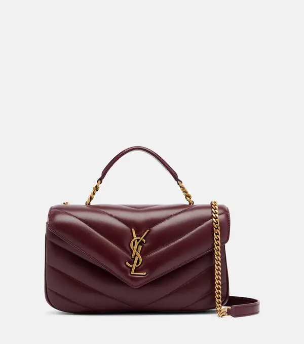 Saint Laurent Loulou Medium Matelassé Leather Top-handle Bag - Burgundy