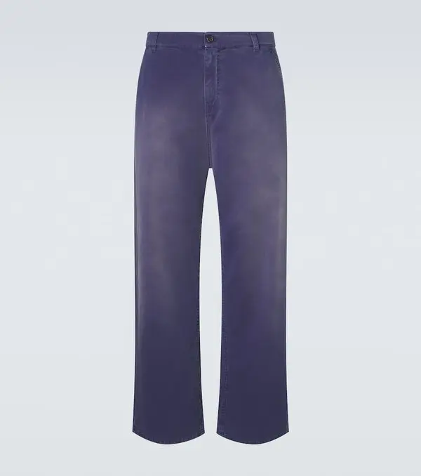 Miu Miu Cotton Gabardine Wide-leg Trousers - Blue