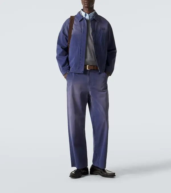 Miu Miu Cotton Gabardine Wide-leg Trousers - Blue
