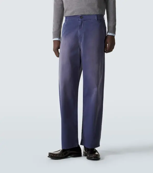 Miu Miu Cotton Gabardine Wide-leg Trousers - Blue