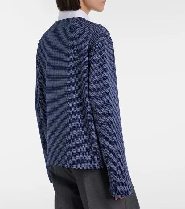 Miu Miu Striped Jacquard Cotton Jersey T-shirt - Blue