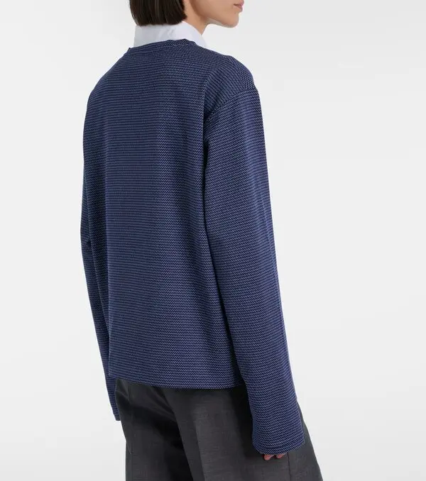 Miu Miu Striped Jacquard Cotton Jersey T-shirt - Blue