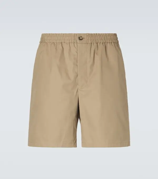 Ami Cotton Gabardine Bermuda Shorts - Beige