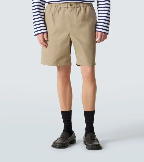 AMI Paris Cotton Gabardine Bermuda Shorts - Beige