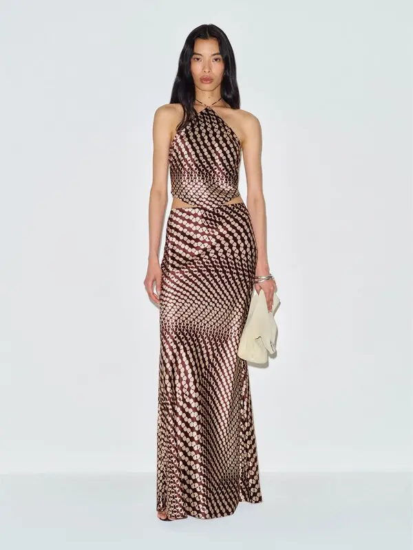 REFORMATION Silk Two-piece Set - Brown