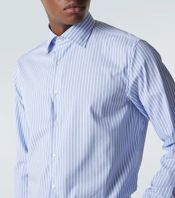 Canali Striped Cotton Poplin Shirt