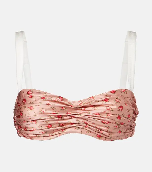 Dolce & Gabbana Floral Draped Silk Satin Bra - Pink