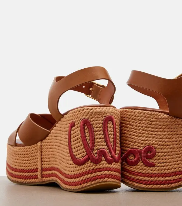 Chloé Leather Wedge Sandals