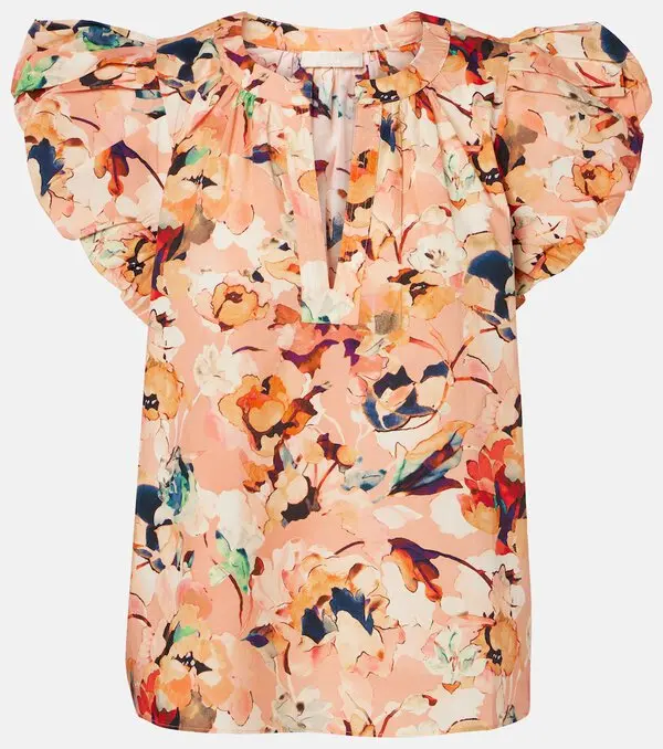 Ulla Johnson Floral Cotton Blouse - Pink