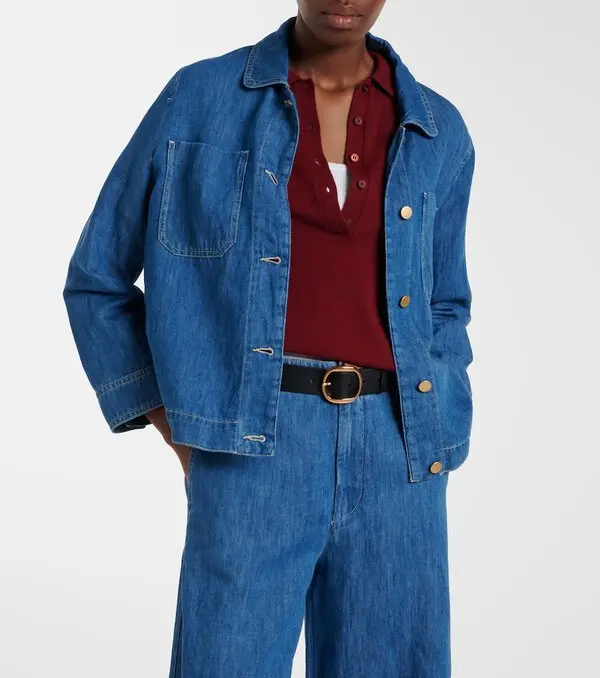 Max Mara Galante Cotton And Linen Denim Jacket - Blue