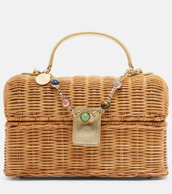 Judith Leiber Isla Embellished Wicker Bag