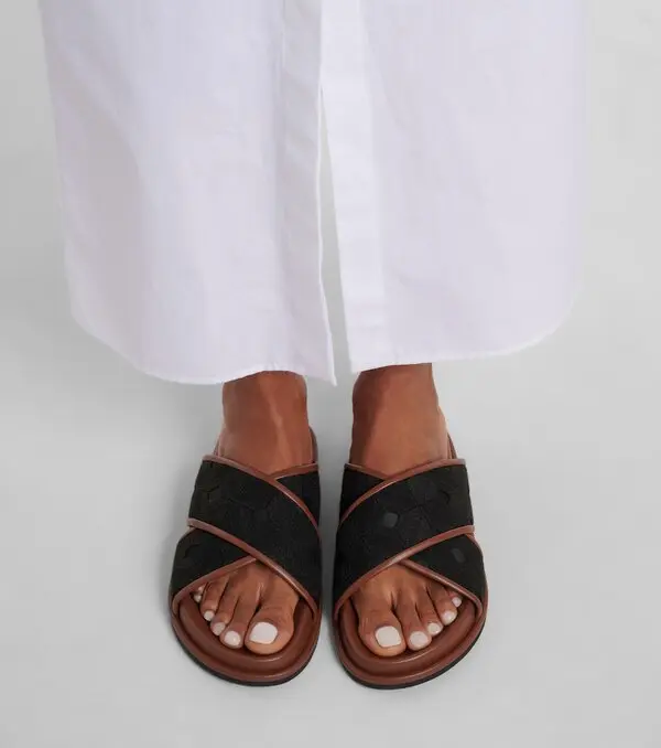 Max Mara Peonie Embroidered Slides