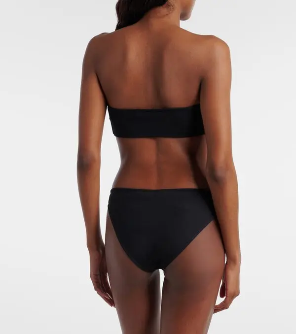 TOTEME Ribbed-knit Bikini Bottoms With Button Detail - Black