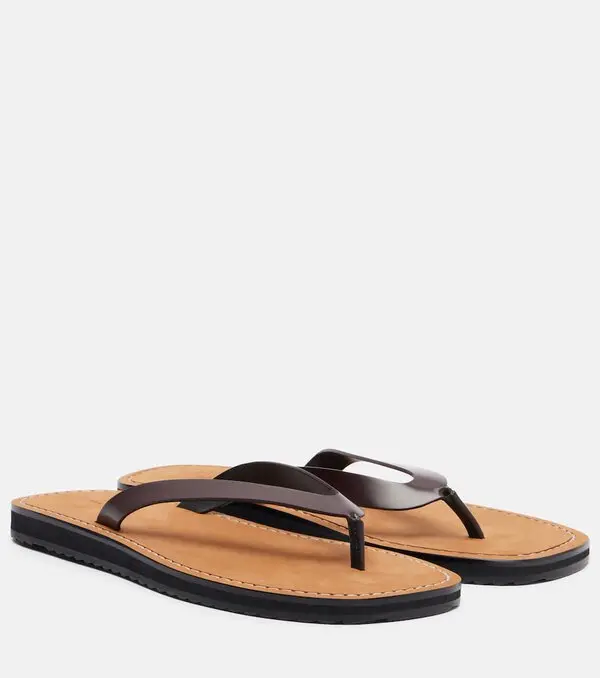 THE ROW City Leather Thong Sandals - Burgundy