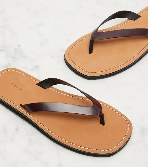 THE ROW City Leather Thong Sandals - Burgundy