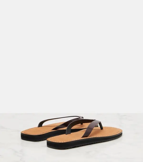 THE ROW City Leather Thong Sandals - Burgundy