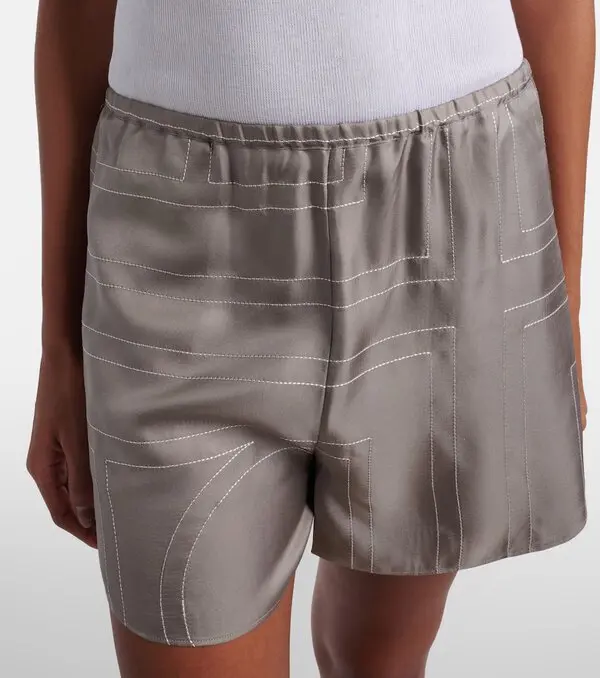 TOTEME Logo Silk Twill Shorts
