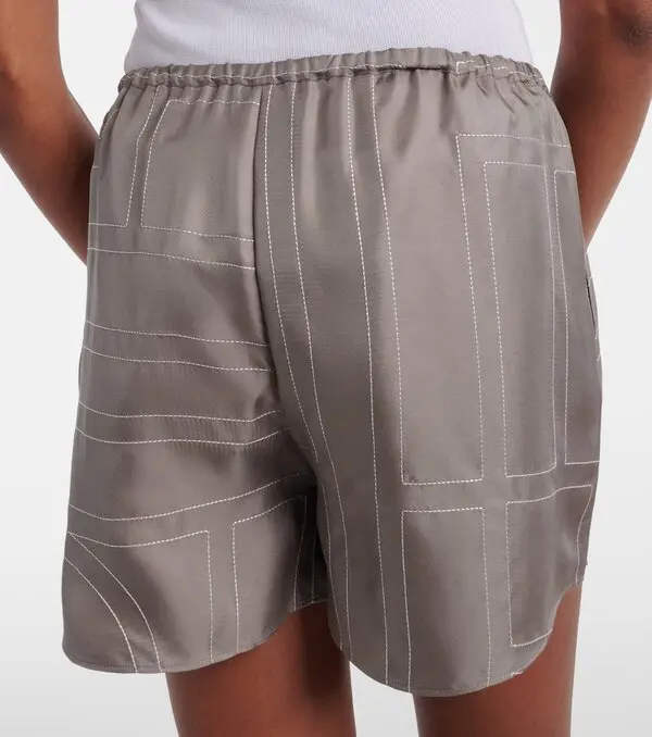 TOTEME Logo Silk Twill Shorts