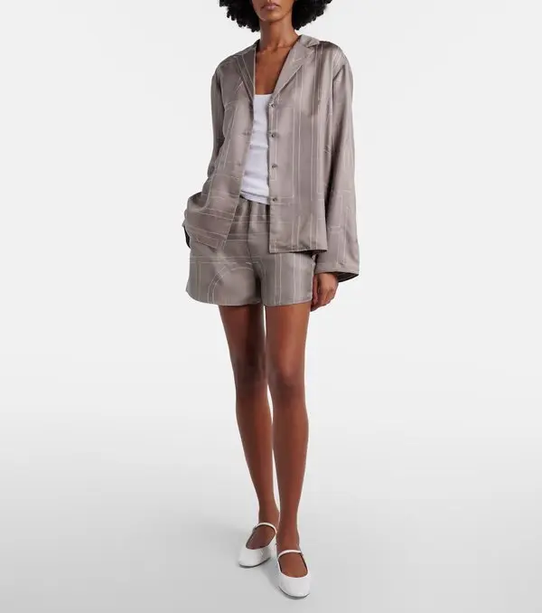 TOTEME Logo Silk Twill Shorts