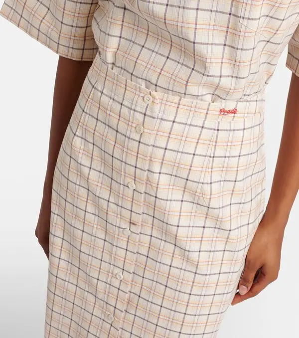 Prada Checked Cotton Poplin Pencil Skirt - Multicoloured