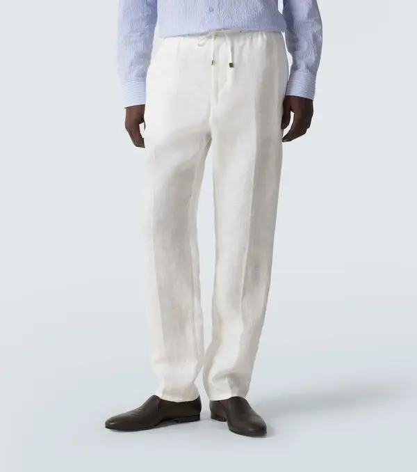 Etro Slim Linen Pants - White