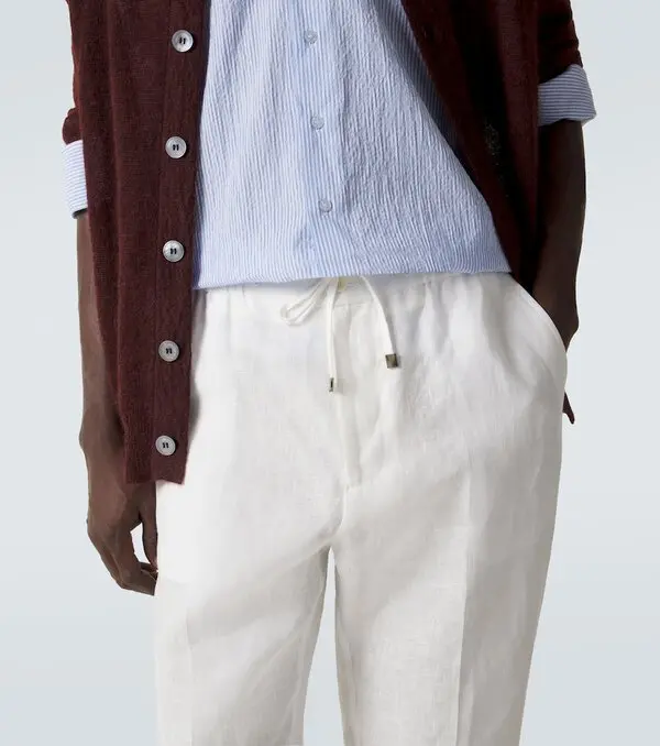 Etro Slim Linen Pants - White