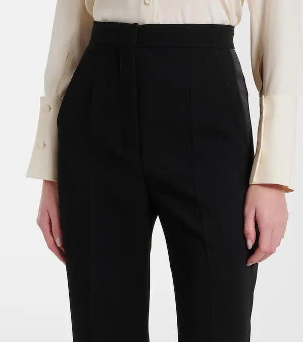 Max Mara Ecrine Cady Flared Pants - Black